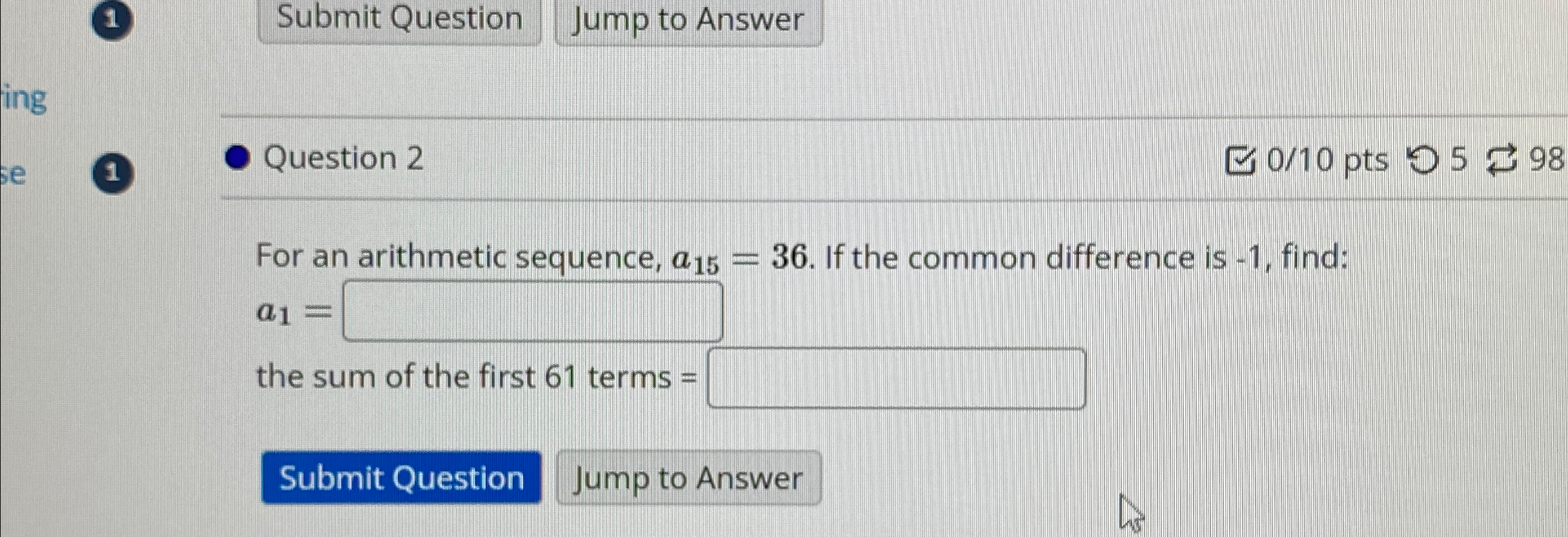 Solved (1) ﻿Submit QuestionJump to Answer(1) ﻿Question 2010 | Chegg.com