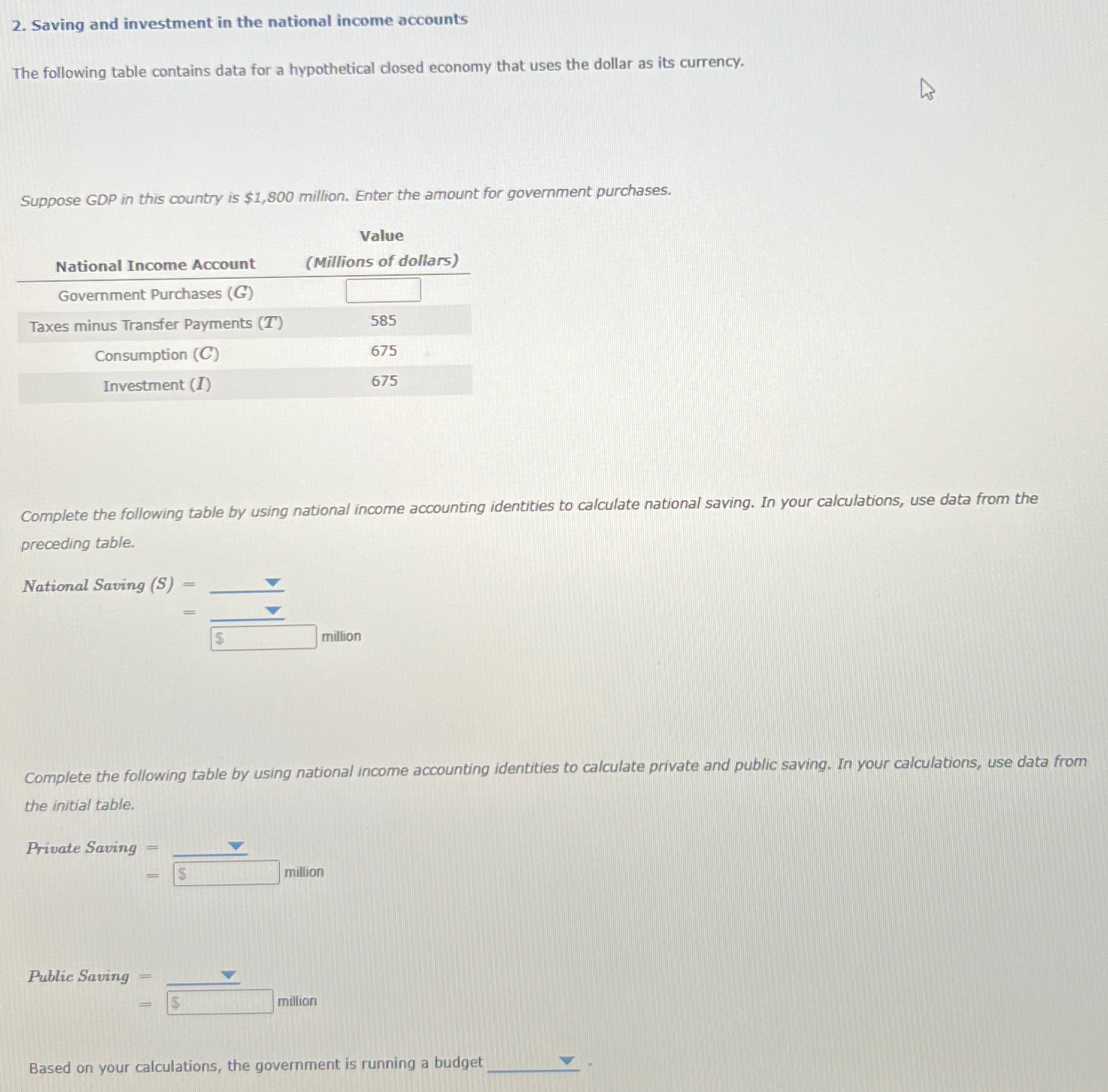 Solved Saving and investment in the national income | Chegg.com