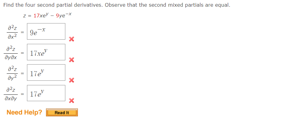 Solved Find the four second partial derivatives. Observe | Chegg.com