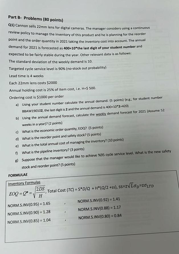 Solved Part B-Problems ( 80 points) Q1) Cannon sells 22 mm | Chegg.com