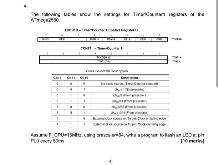 Solved c. The following tables show the settings for | Chegg.com