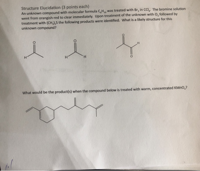 Solved Structure Elucidation (3 points each) An unknown | Chegg.com