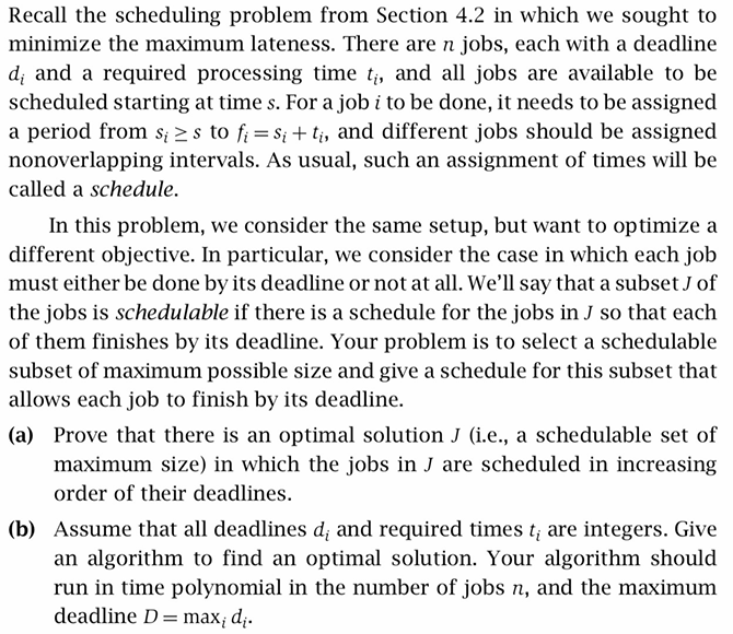 Solved Recall the scheduling problem from Section 4.2 ﻿in | Chegg.com