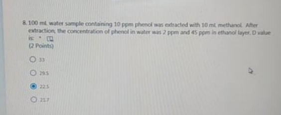 Solved 8. 100 ml water sample containing 10 ppm phenol was | Chegg.com