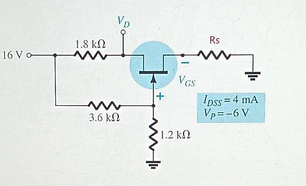 Solved Rs = 1,4K calculate Vd, Idq, Vgsq | Chegg.com