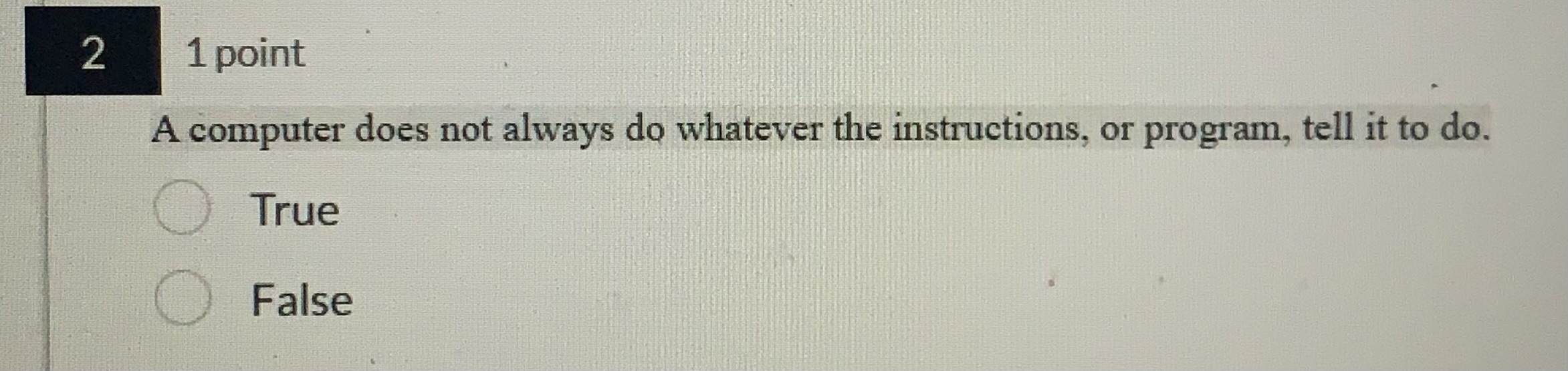 Solved 21 ﻿pointA computer does not always do whatever the | Chegg.com