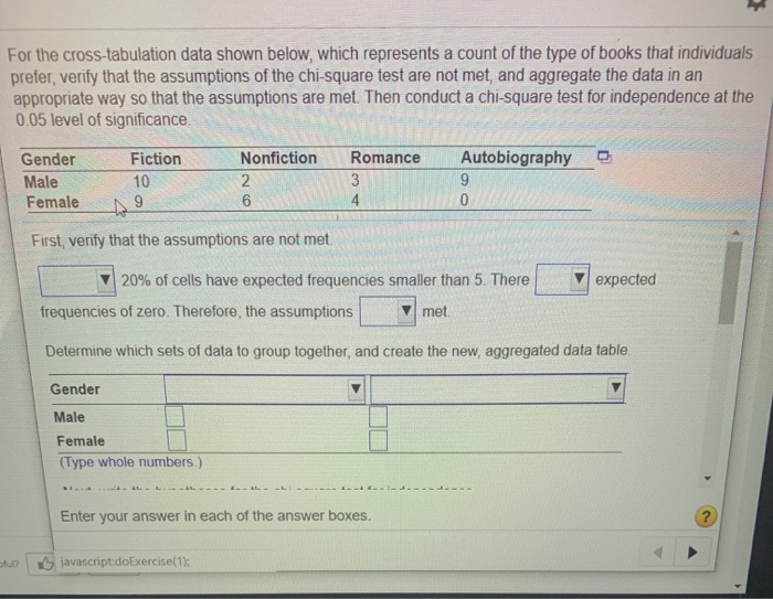 Solved For the cross tabulation des shown below, which | Chegg.com