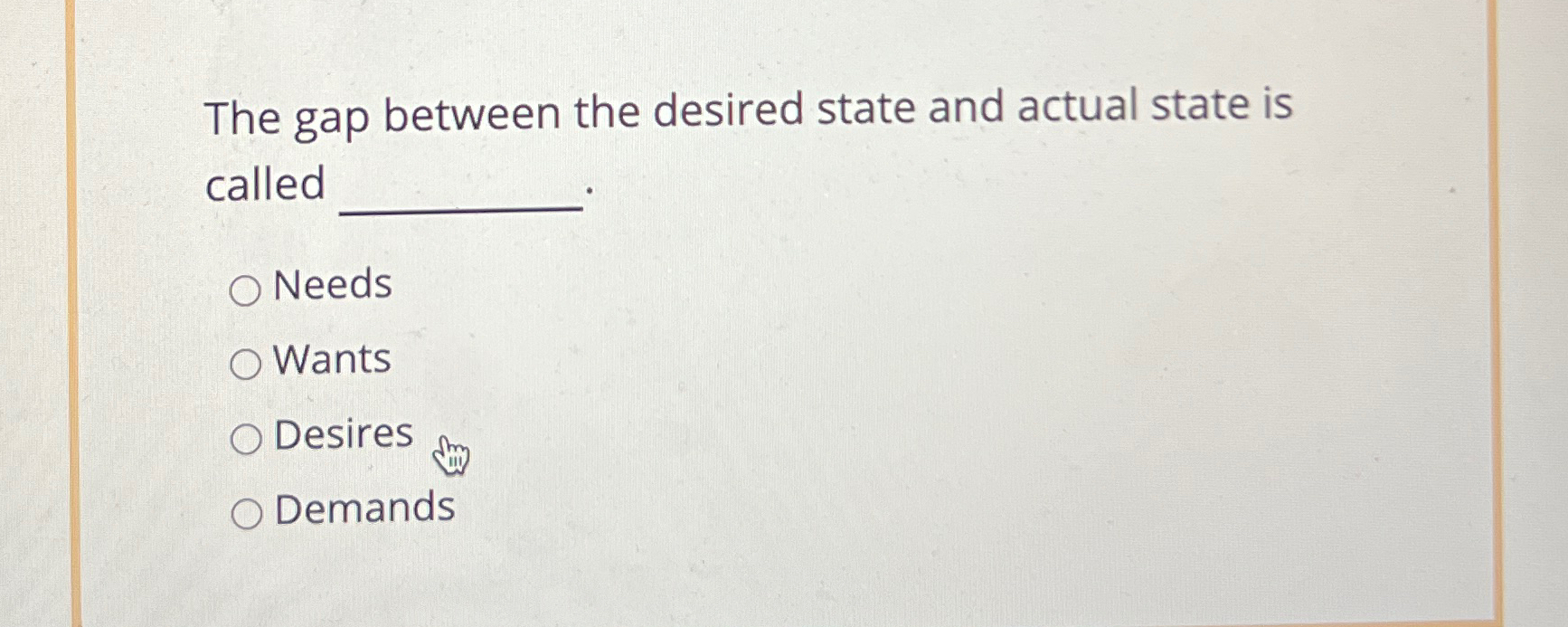 Solved The gap between the desired state and actual state is | Chegg.com