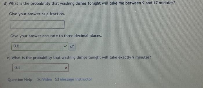 Solved d) What is the probability that washing dishes | Chegg.com