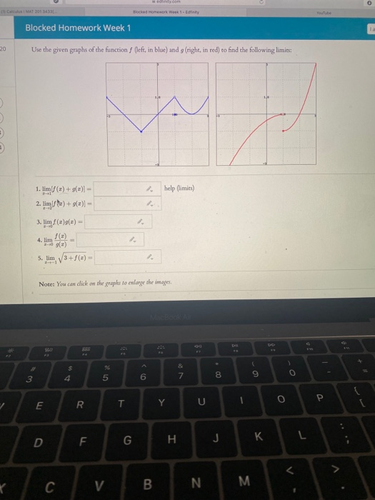 Solved Blocked Homework Week 1 Use the given graphs of the | Chegg.com