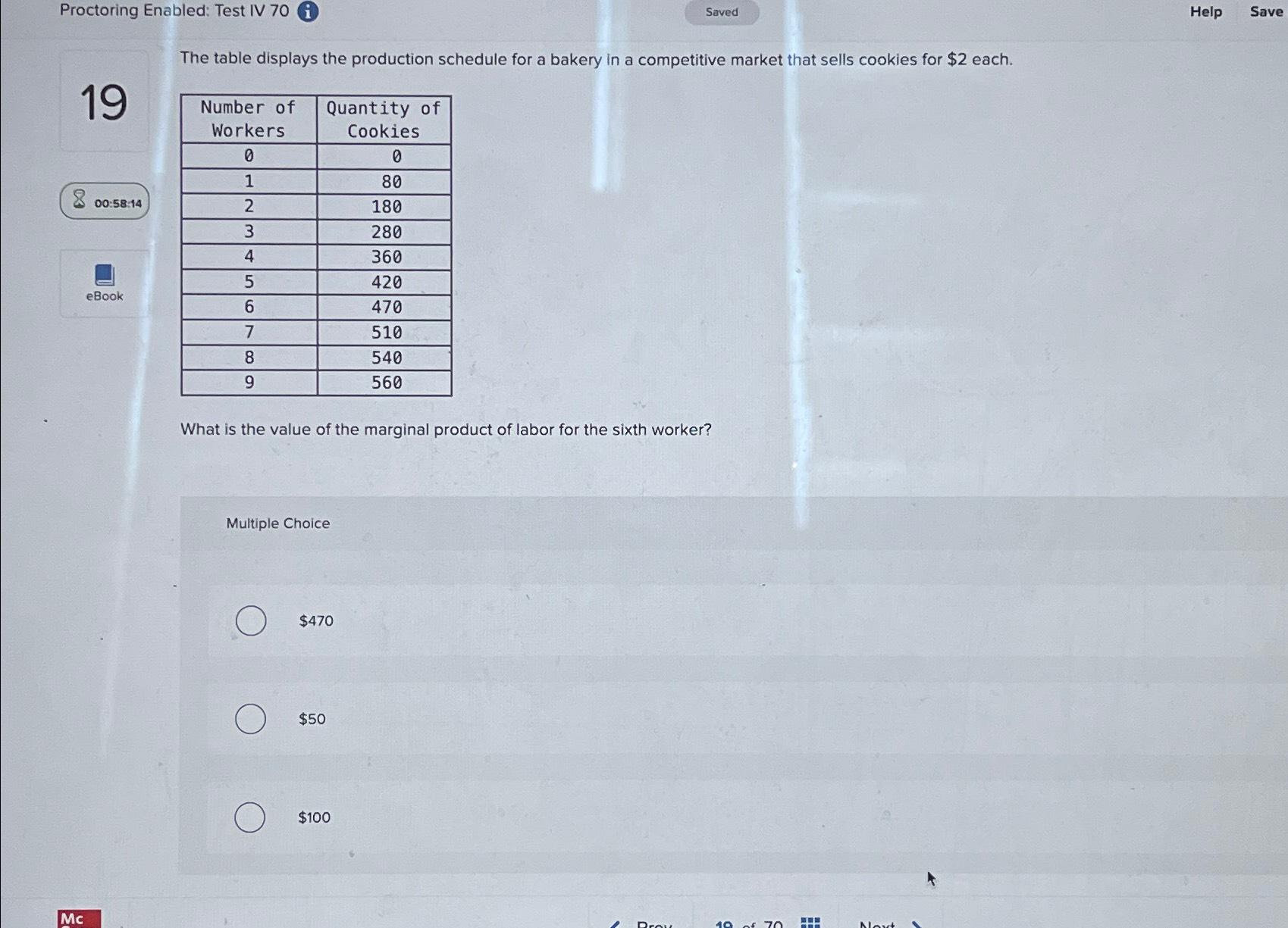 Solved Proctoring Enabled: Test IV 70 ﻿iSavedHelpSaveThe | Chegg.com
