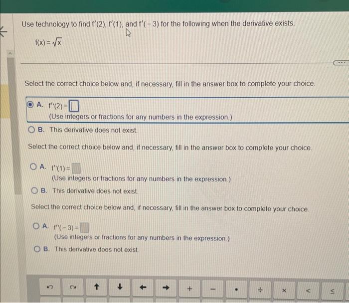 Solved Use technology to find f′(2),f′(1), and f′(−3) for | Chegg.com