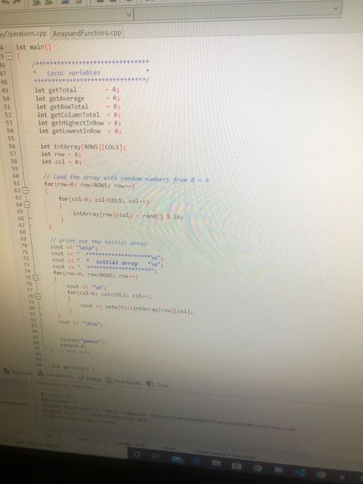 Solved Write A Program That Creates A Two Dimensional Array