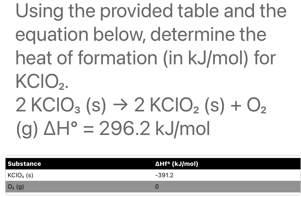 Solved Using the provided table and the equation below, | Chegg.com