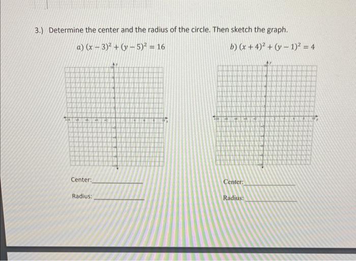 Solved Determine the center and the radius of the circle. | Chegg.com