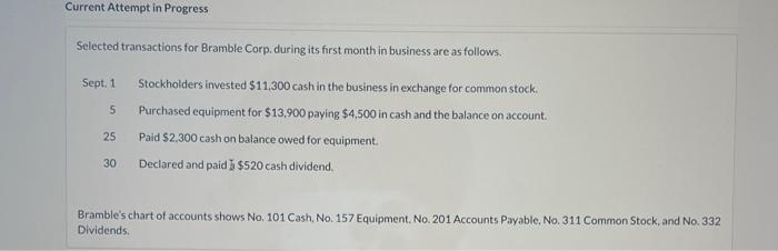 Solved Current Attempt in Progress Selected transactions for | Chegg.com