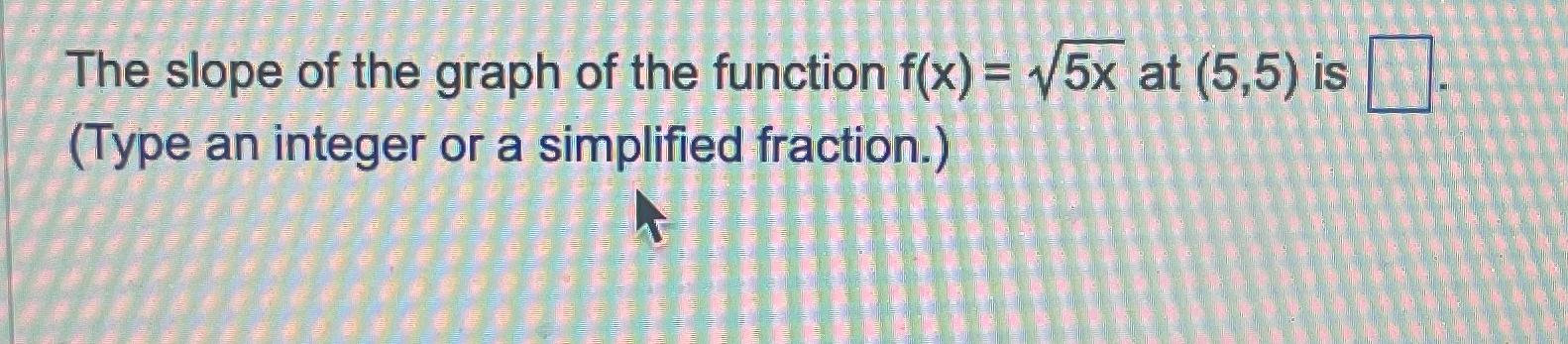 Solved The slope of the graph of the function f(x)=5x2 ﻿at | Chegg.com