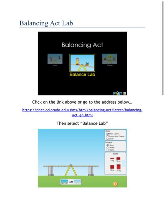 Solved Balancing Act Lab Balancing Act Balance Lab PRET | Chegg.com