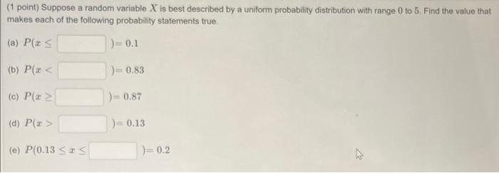 Solved ( 1 point) Suppose a random variable X is best | Chegg.com