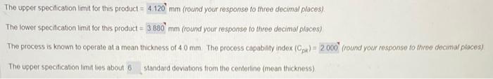 Solved The upper specification limit for this product | Chegg.com