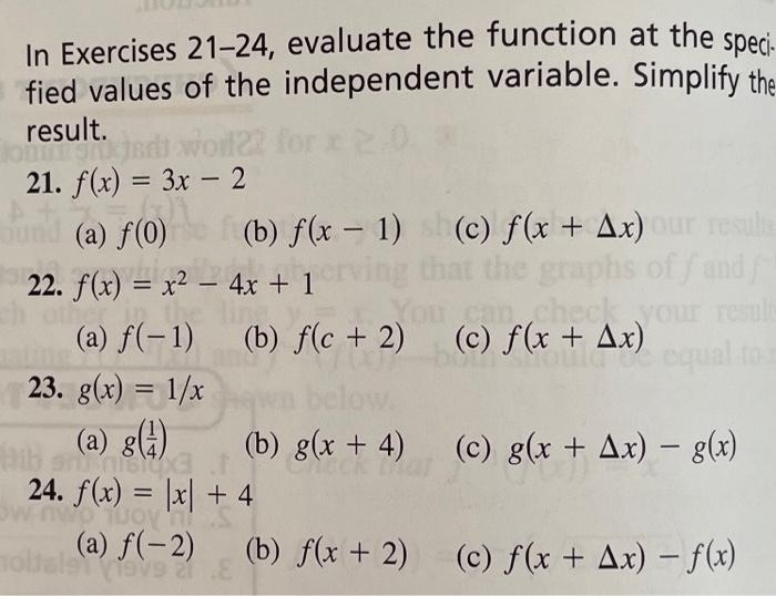 Solved In Exercises 21-24, evaluate the function at the | Chegg.com