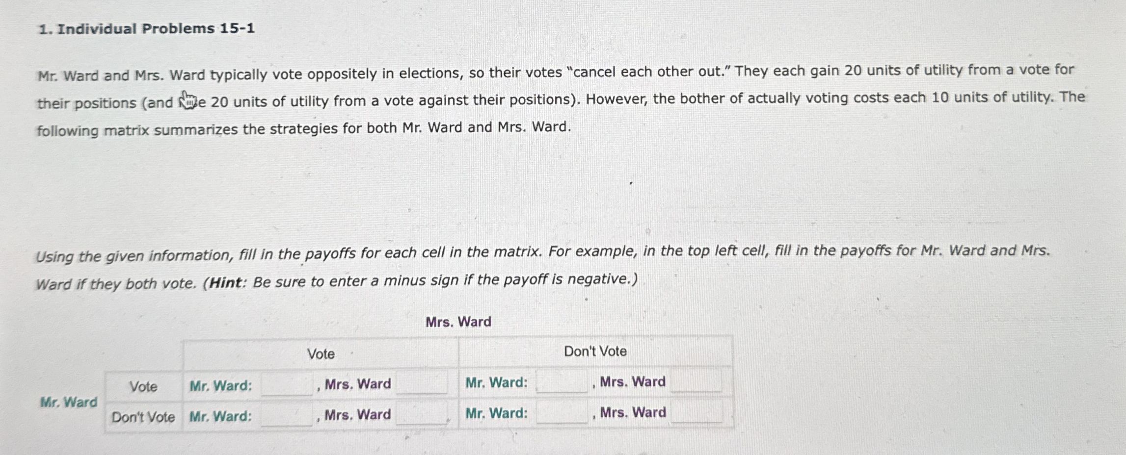 Solved Individual Problems 15-1Mr. ﻿Ward and Mrs. ﻿Ward | Chegg.com