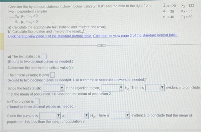 Solved a) Calculate the appropriate test statistic and | Chegg.com