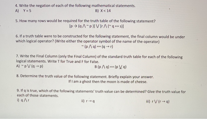 Solved 4. Write the negation of each of the following | Chegg.com
