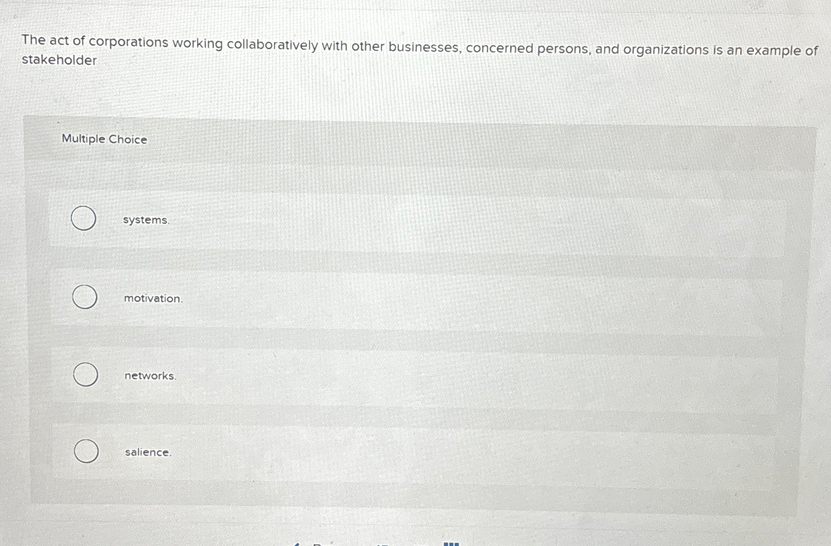 Solved The act of corporations working collaboratively with | Chegg.com