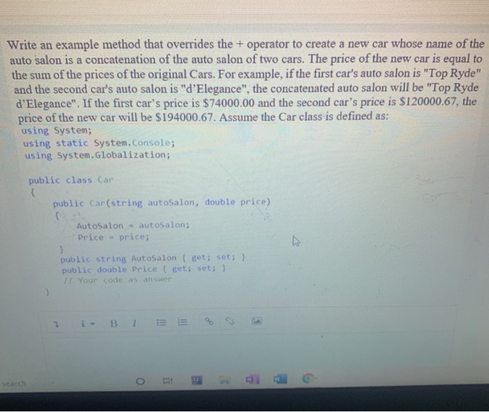 Solved Write an example method that overrides the + operator | Chegg.com