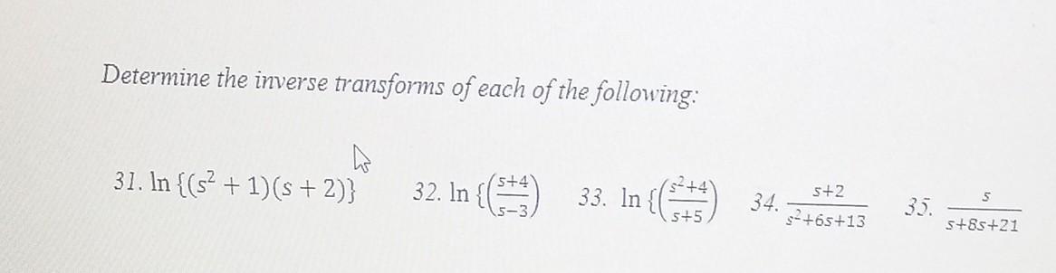 Solved Determine the inverse transforms of each of the | Chegg.com