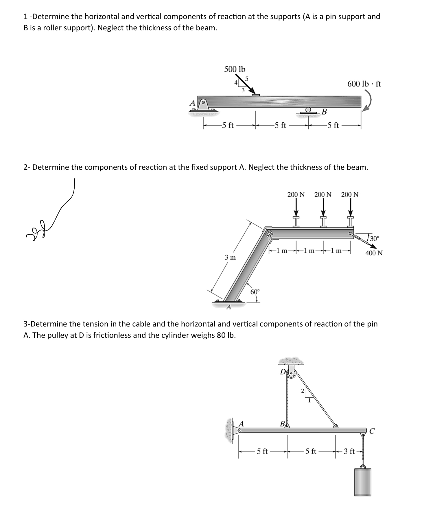 Solved 1 -Determine the horizontal and vertical components | Chegg.com
