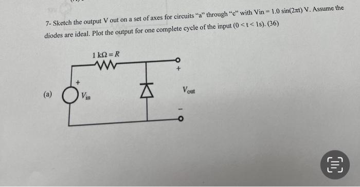 Solved 7- Sketch the output V out on a set of axes for | Chegg.com