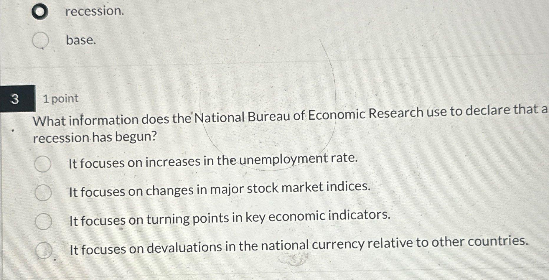 Solved recession.base.31 ﻿pointWhat information does the | Chegg.com