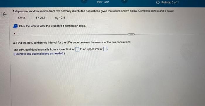 Solved A dependent random sample from two normally | Chegg.com