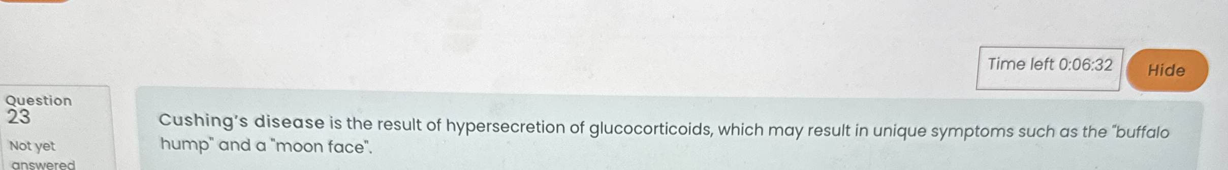 Solved Cushing's disease is the result of hypersecretion of | Chegg.com