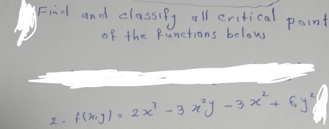 Solved Find and classify all critical pointof the functions | Chegg.com
