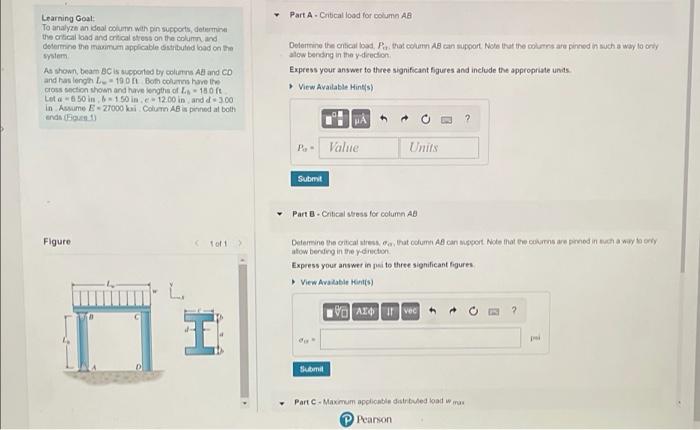 Solved Learning Goal: To analyze an ideal column with pin | Chegg.com