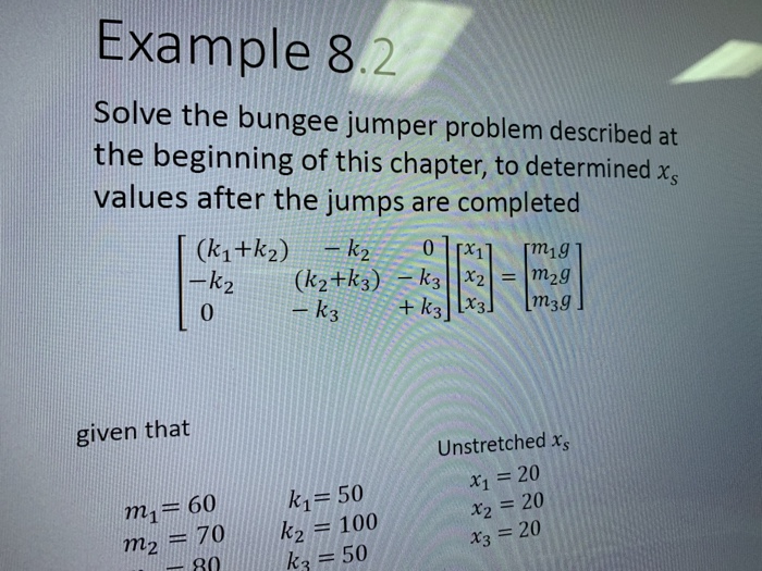 Solved Example 8.2 Solve the bungee jumper problem described | Chegg.com