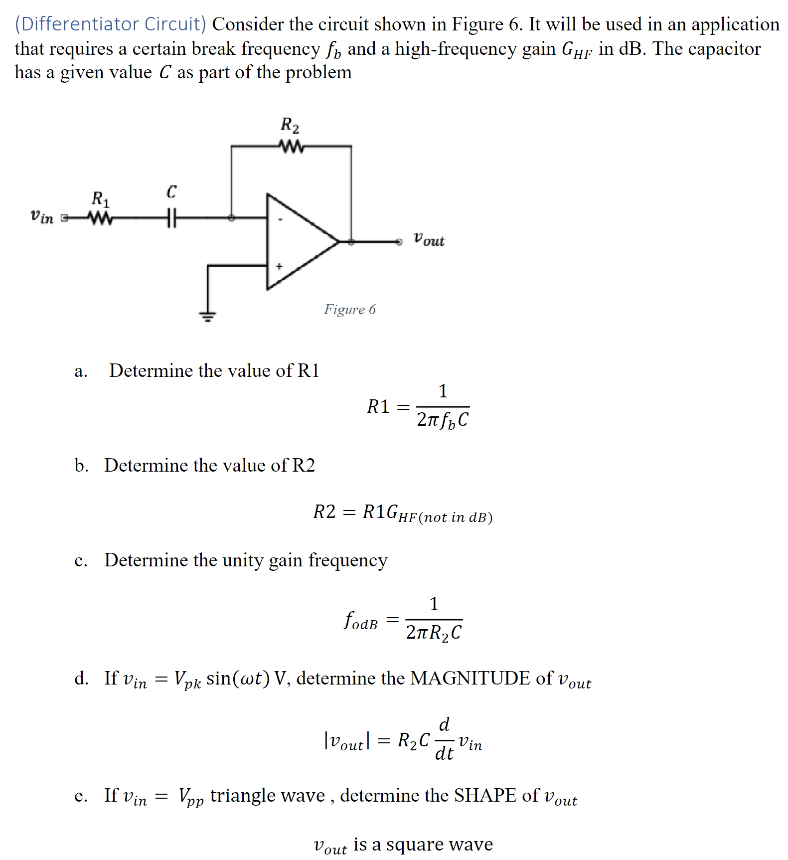 Solved SOLVE PROBLEM GIVEN YOU FORMULAS VALUES C=330pF , | Chegg.com