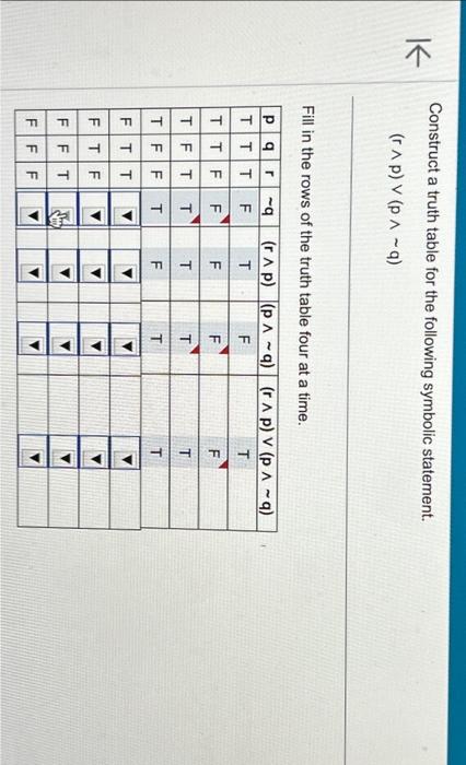 Solved Construct A Truth Table For The Following Symbolic