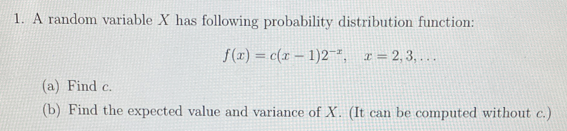 A random variable x ﻿has following probability | Chegg.com