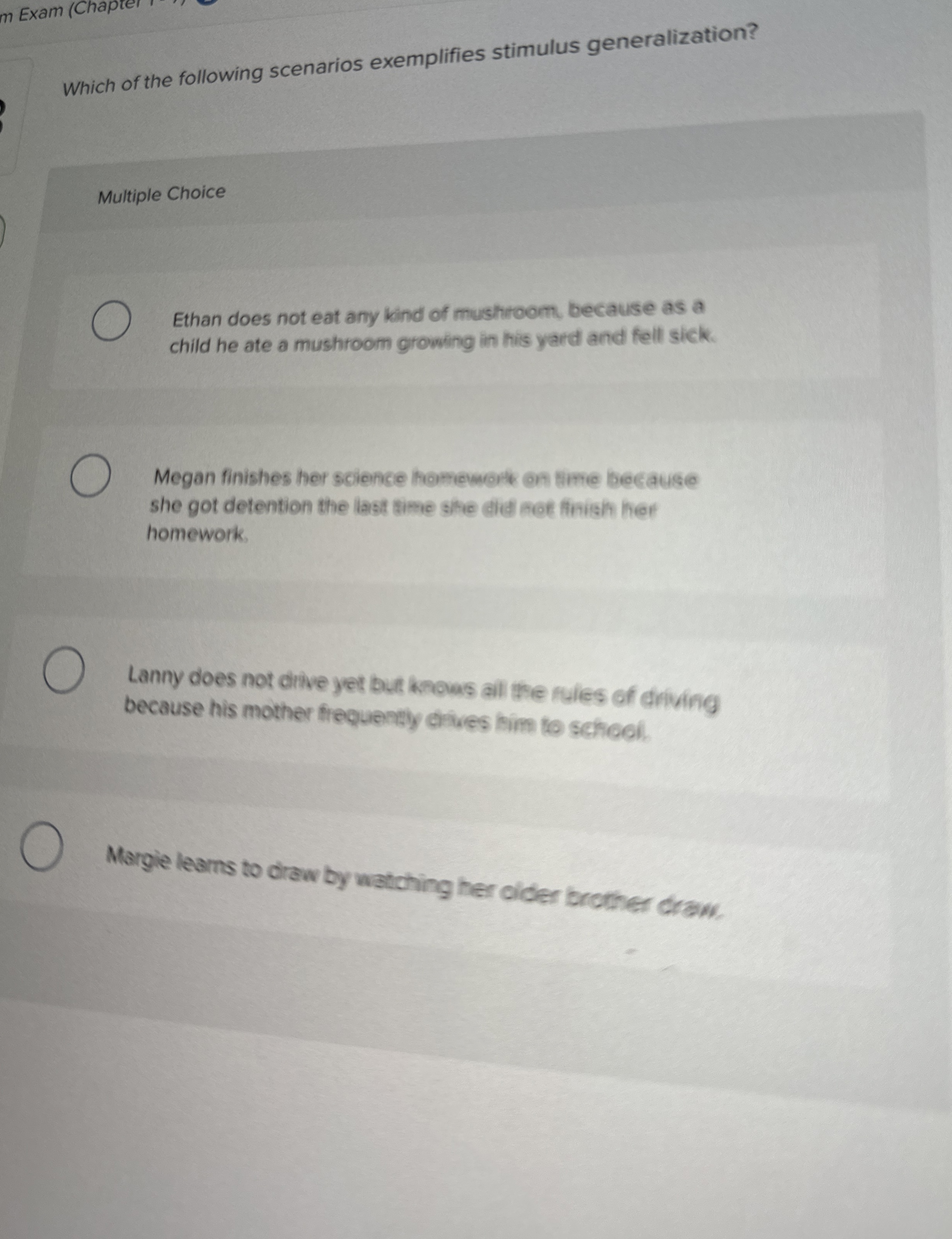 Solved Which of the following scenarios exemplifies stimulus | Chegg.com