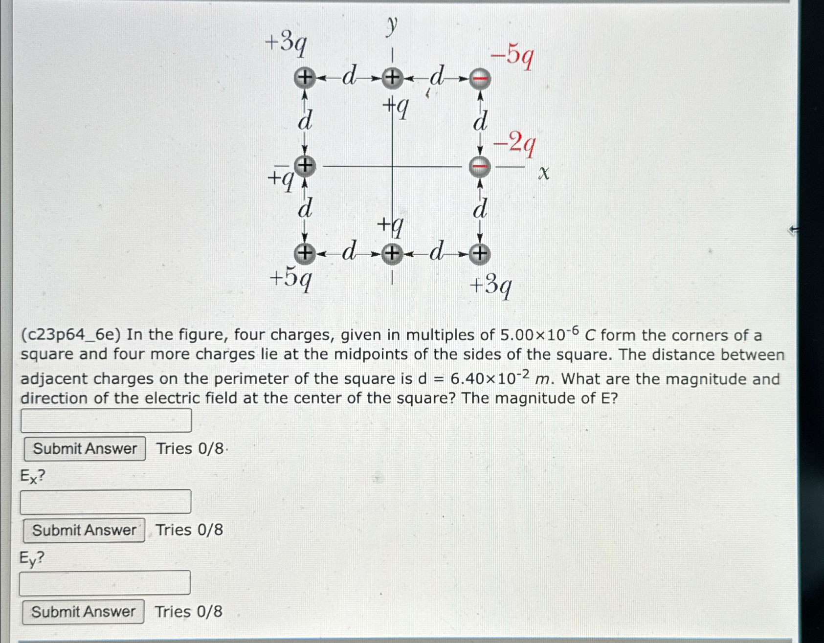 Solved In the figure, four charges, given in multiples of | Chegg.com