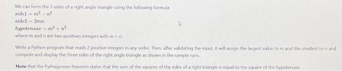 Solved We can form the 3 sides of a right angle triangle | Chegg.com