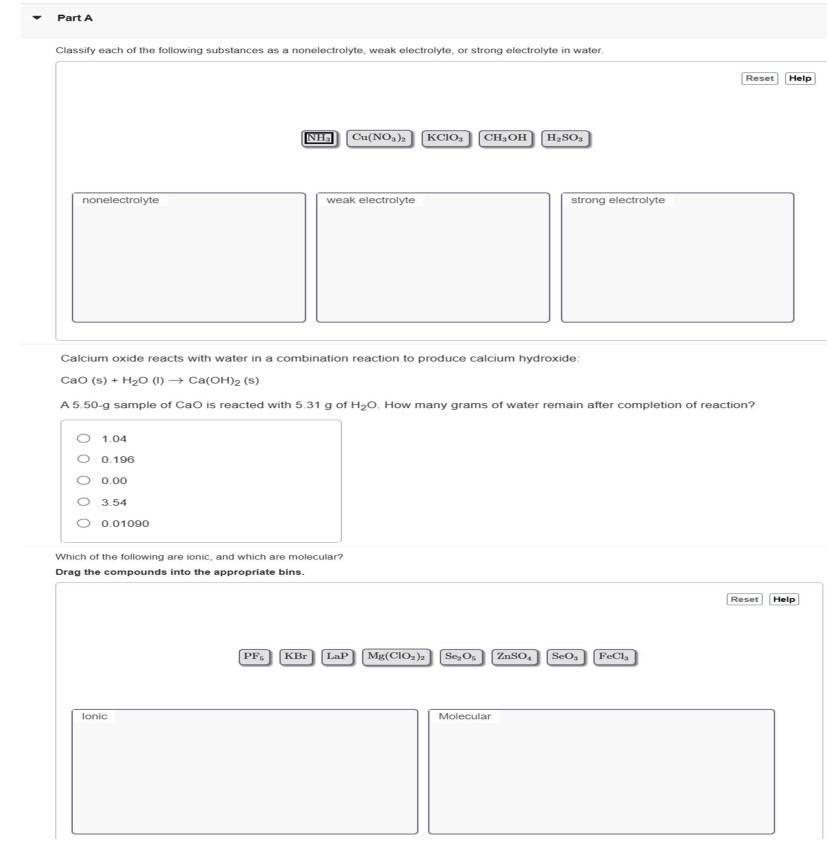 Solved Part A-Classify each of the following substances as a | Chegg.com