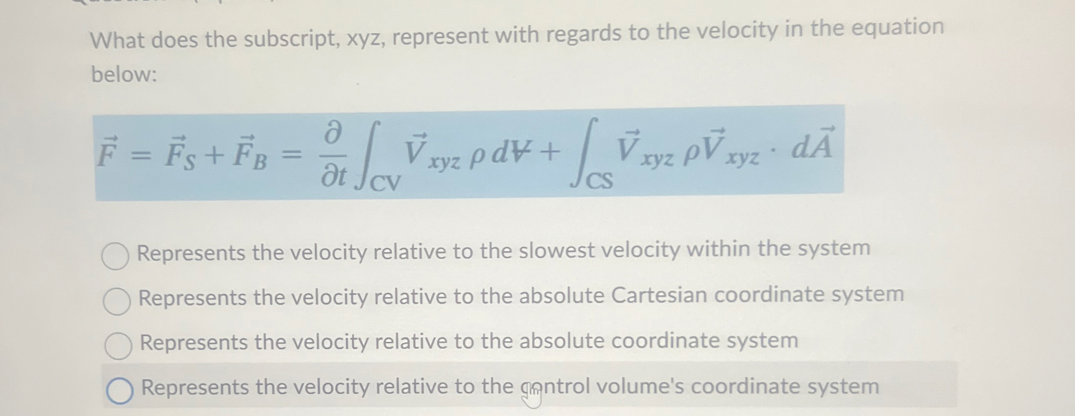 Solved What does the subscript, xyz, ﻿represent with regards | Chegg.com