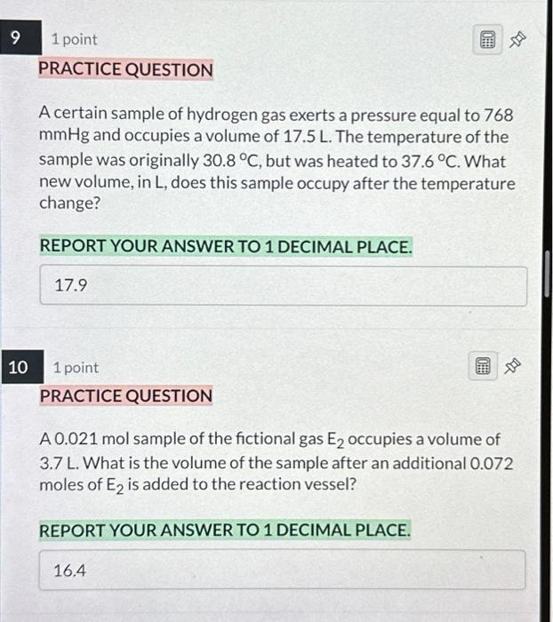 Solved A certain sample of hydrogen gas exerts a pressure | Chegg.com