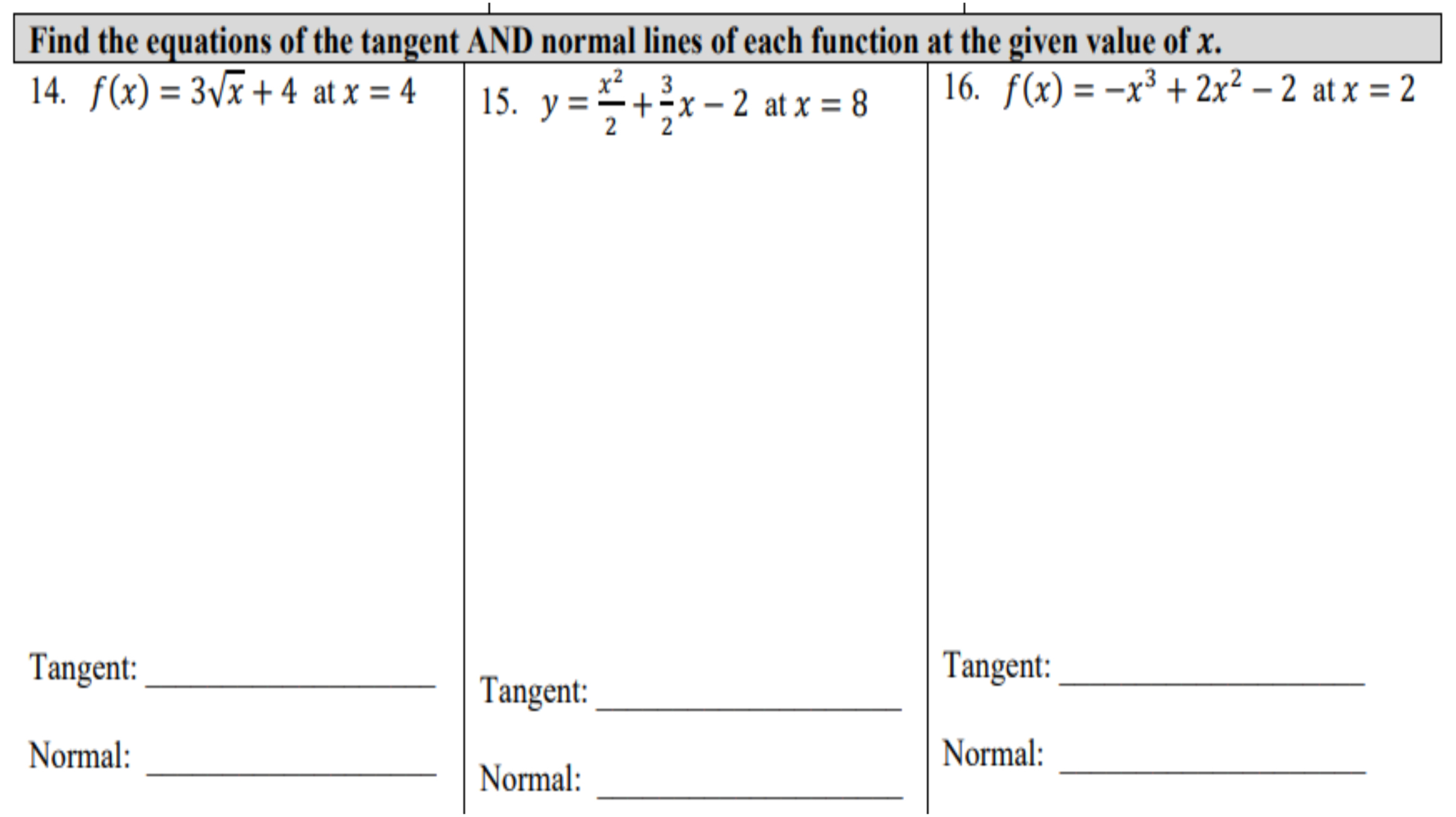 Solved Find the equations of the tangent AND normal lines of | Chegg.com