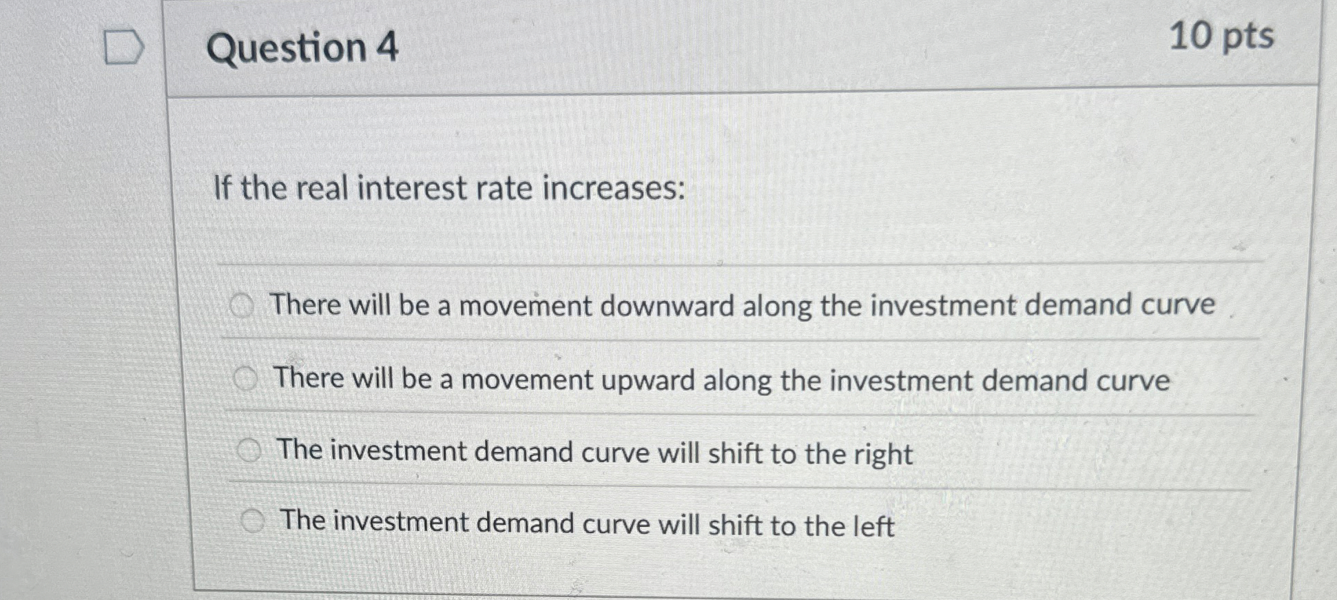 Solved Question 410 ﻿ptsIf the real interest rate | Chegg.com